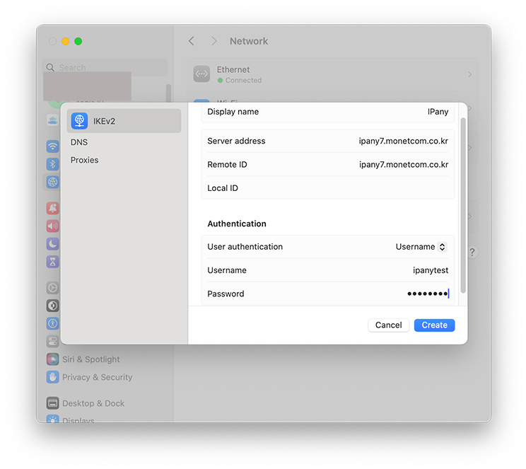 MAC OS IKEv2 VPN Connection